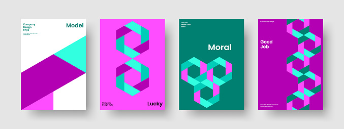 Desain Sampul Buku Geometris Template Flyer Modern Tata Letak Brosur