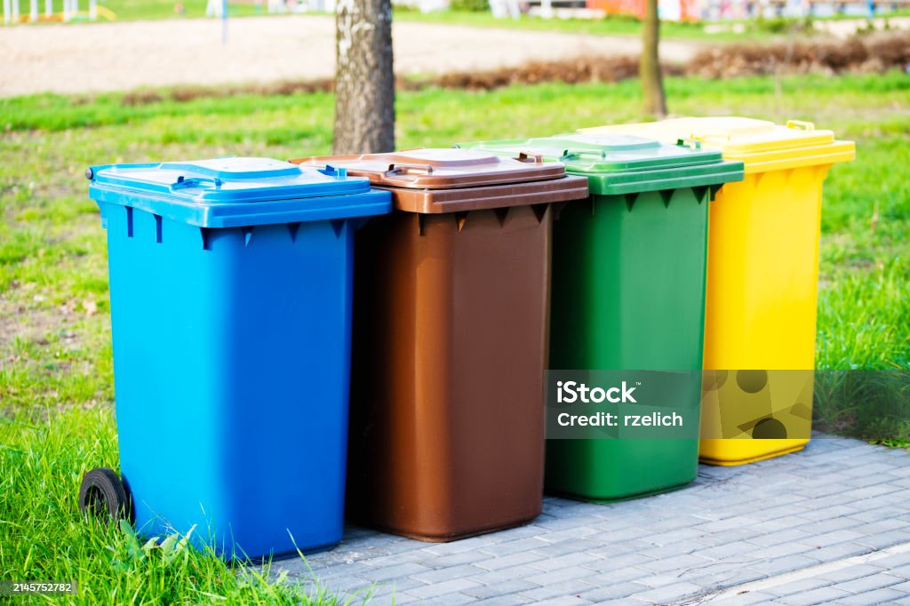 Colorful Garbage Bins Outdoor Stock Photo - Download Image Now ... Colorful Garbage Bins Outdoor Stock Photo - Download Image Now ...