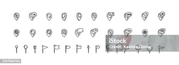 Set Ikon Pin Dan Bendera Lokasi Penanda Lokasi Doodle Sketsa Restoran ... Set Ikon Pin Dan Bendera Lokasi Penanda Lokasi Doodle Sketsa Restoran ...
