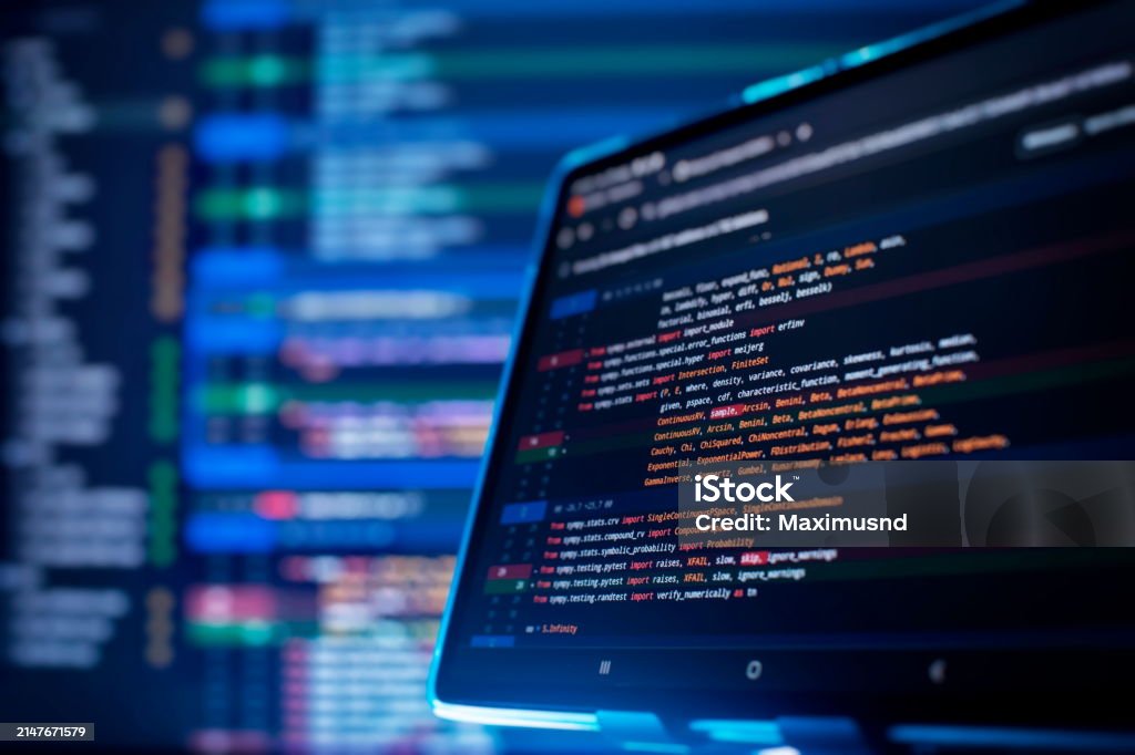 Running Computer Data Programming Coding Script Text On Screen Notebook