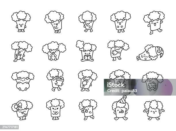 Personnage De Brocoli Kawaii Mignon Coloriage Drôle De Nourriture De