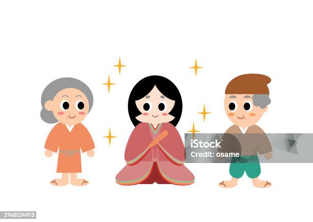 Ilustrasi Vektor Putri Kaguya Cerita Rakyat Terkenal Di Jepang