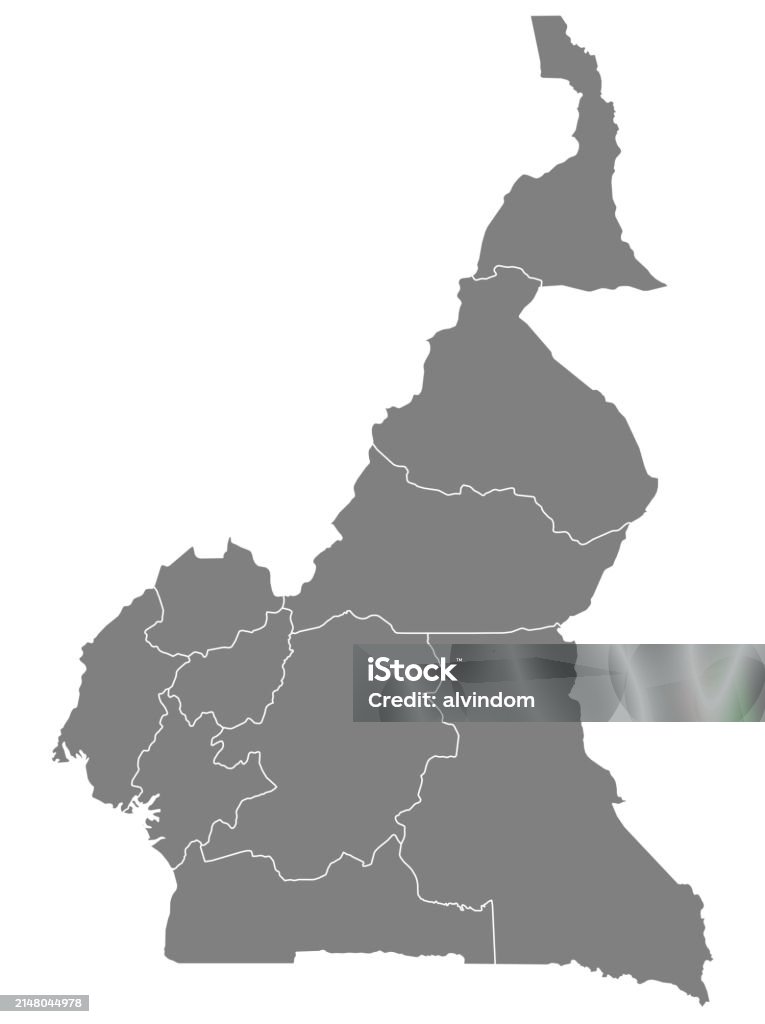 Ilustración De Esquema Del Mapa De Camerún Con Regiones Y Más Vectores