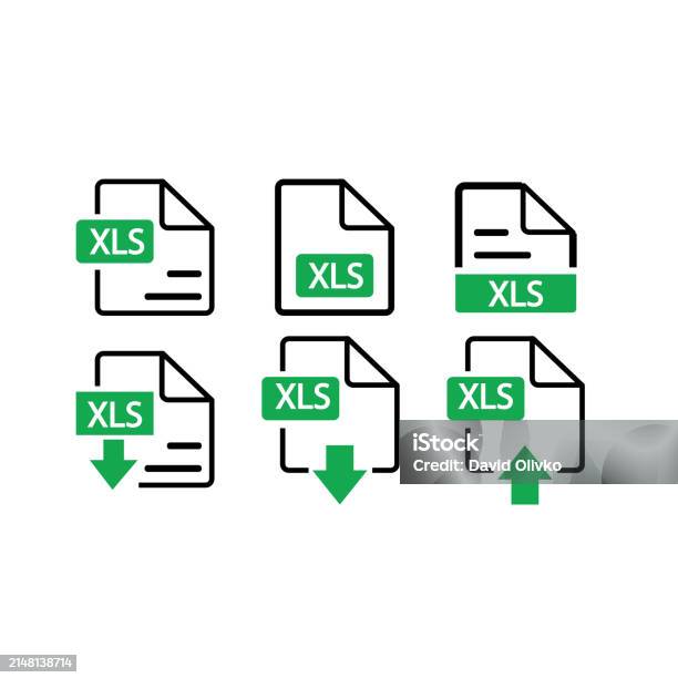 Xls File Format Icon Set In Line Style Format Information Document Text