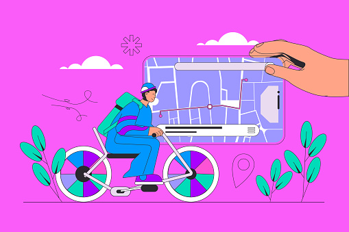 Konsep Pengiriman Makanan Dalam Desain Datar Modern Untuk Web Kurir