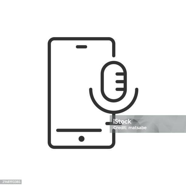 Microphone On The Smartphone Linear Icon Recording Sound Line With ... Microphone On The Smartphone Linear Icon Recording Sound Line With ...