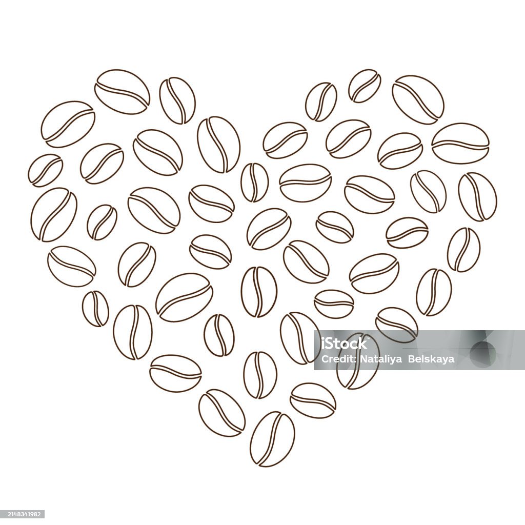 Ilustración de Forma De Corazón De Contorno Que Dibuja Granos De Café ... Ilustración de Forma De Corazón De Contorno Que Dibuja Granos De Café ...