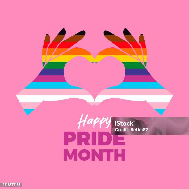 Happy Pride Month Poster With Lgbtqia Love Symbol Vector Illustration