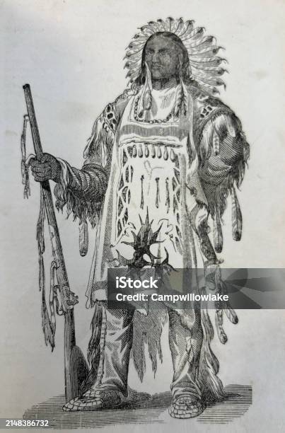 Ilustrasi Antik Seorang Kepala Suku Indian Blackfoot Penduduk Asli ... Ilustrasi Antik Seorang Kepala Suku Indian Blackfoot Penduduk Asli ...