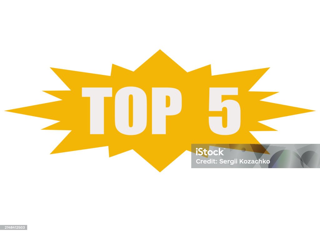 Ilustración de Top 5 Top Five Colorful Label On White Background Vector ... Ilustración de Top 5 Top Five Colorful Label On White Background Vector ...