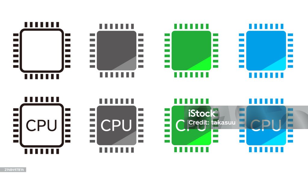 Colorful Semiconductor Icon Set With Cpu Word Stock Illustration ... Colorful Semiconductor Icon Set With Cpu Word Stock Illustration ...