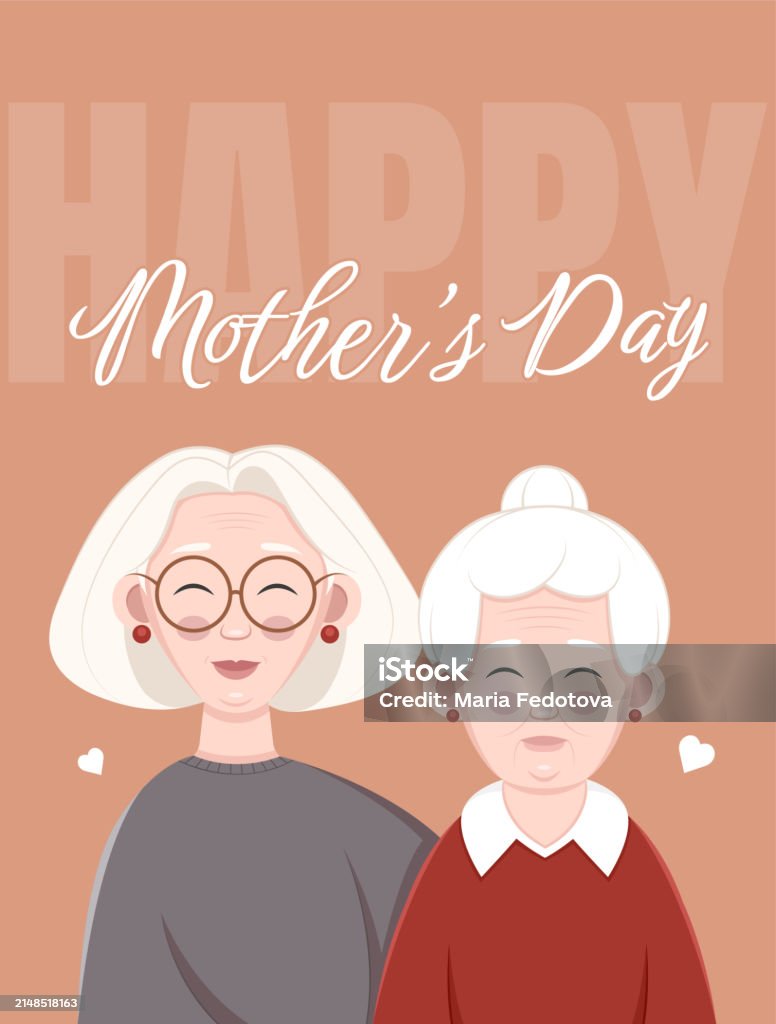 Portrait Of Adult Daughter Hugging Old Mother Mothers Day Greeting Card