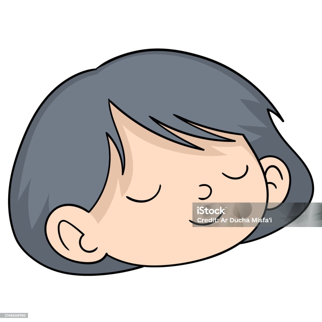 The Head Of The Short Haired Girl Was Sleeping Stock Illustration