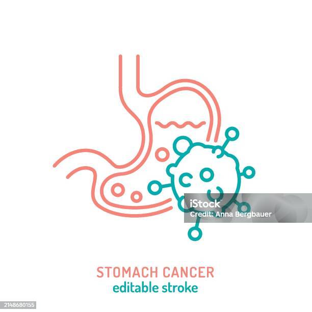 Carcinome De Lestomac Icône De Contour Dadénocarcinome Signe De