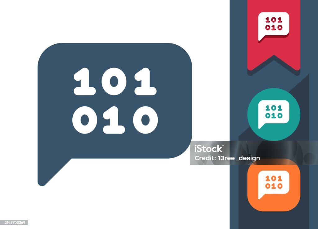 Chat Bubble Icon Speech Bubble Comment Message Binary Code Coding Programming Hacking Stock