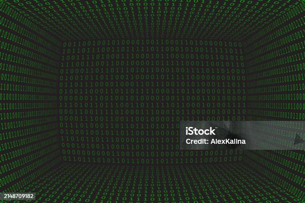 Program Datum 3d Background Green Programming Binary Coding Matrix Hacker Vector Stock