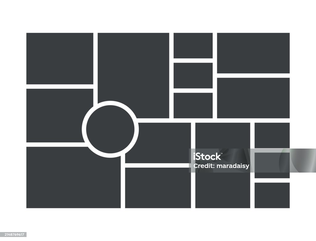 Moodboard Grid Photo Collage Template Vector Illustration Stock