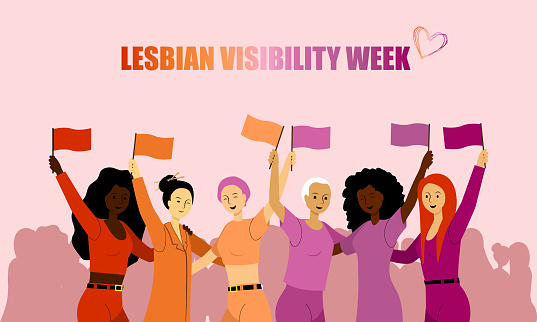 Lesbian Visibility Week Parade To Support Equality With Flags Stock