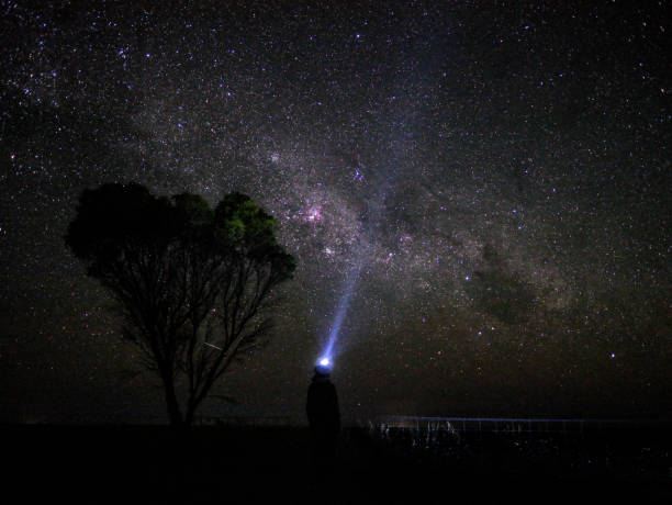 Free Stock Photo of Starry night sky with a beam of light on the ...