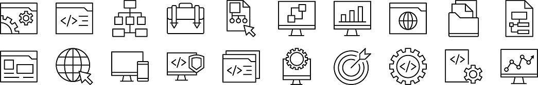 Pack De Symboles Linéaires De Programmation Trait Modifiable Symbole