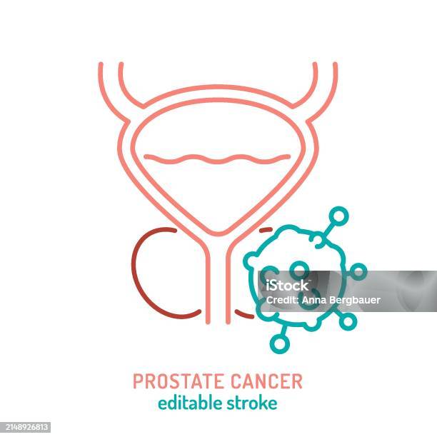 Carcinome De La Prostate Icône De Contour Dadénocarcinome Signe De