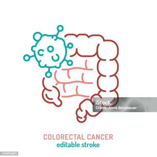 Carcinome Colorectal Icône De Contour Dadénocarcinome Signe De