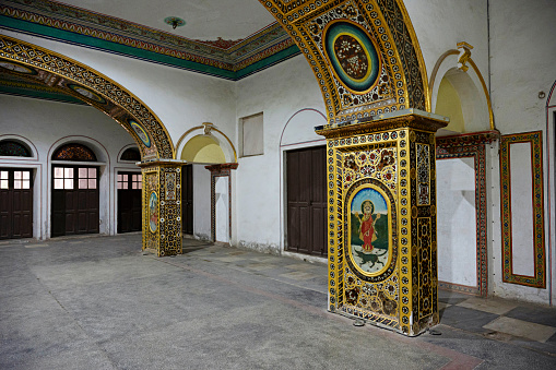 Colourful Glass Work On A Pillar Moti Mahal It Was Used As The Assembly