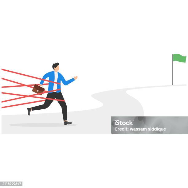 Trapped Businessman Struggling Through Red Tape Unable Move Freely ... Trapped Businessman Struggling Through Red Tape Unable Move Freely ...