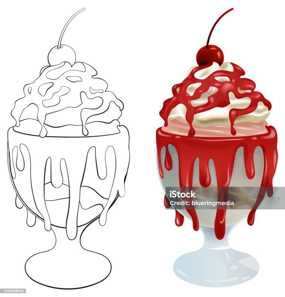 Vector Illustration Of A Colorful Ice Cream Sundae Stock Illustration