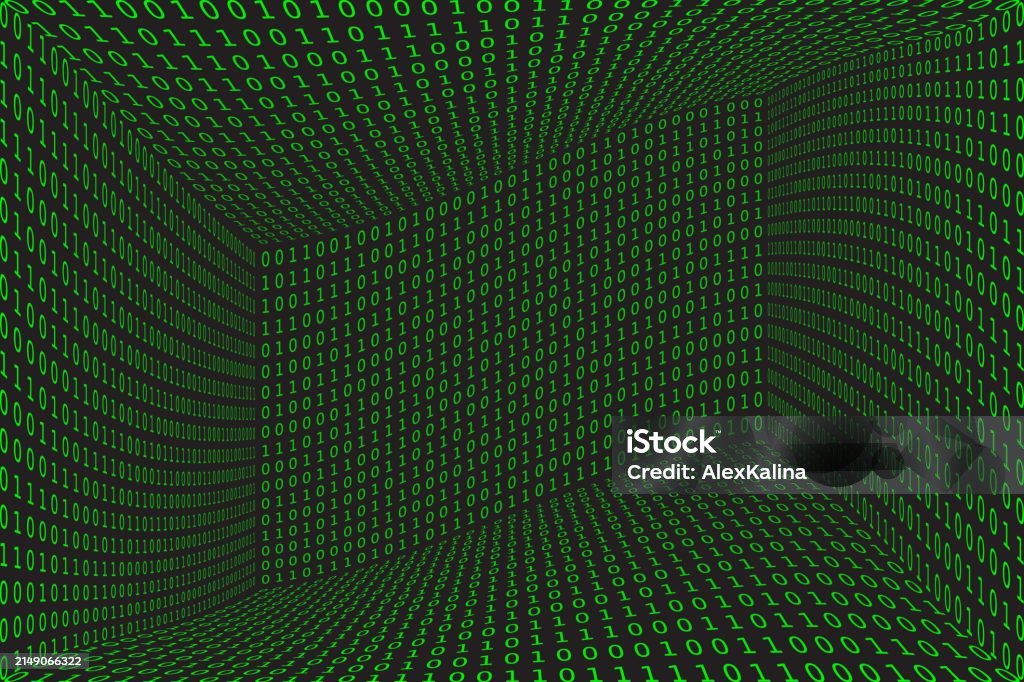 Program Datum 3d Background Green Programming Binary Coding Matrix Hacker Vector Stock