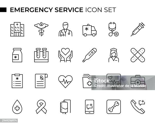Emergency Service Concept Thin Line Icon Set Contains Such Icons As