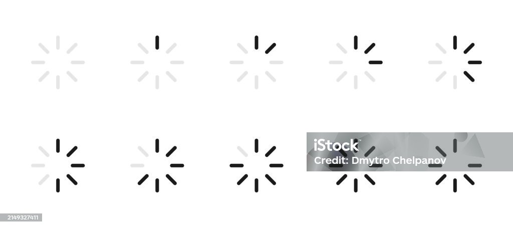 Loading Indicator Vector Icon Set Buffer Status Circle Bar Symbol