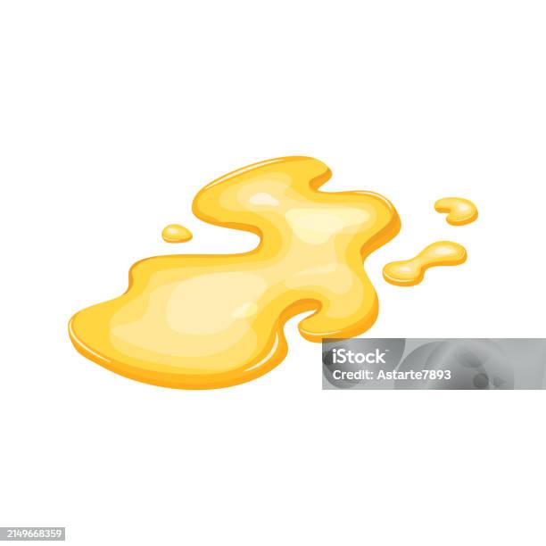 Yellow Puddle Oil Liquid Gold Honey Spill Juice Drop Isolated In