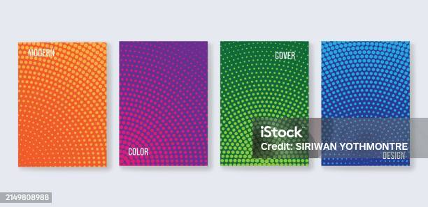 Set Vektor Template Desain Sampul A4 Warna Jenuh Dengan Pola Lingkaran