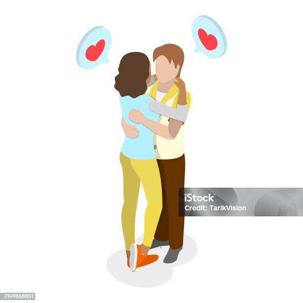 Ilustración De Conjunto Vectorial Plano Isométrico 3d De Pareja De