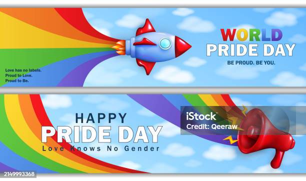 Template Spanduk Panorama Pride Dengan Roket Kartun Megafon Dan Bendera ... Template Spanduk Panorama Pride Dengan Roket Kartun Megafon Dan Bendera ...