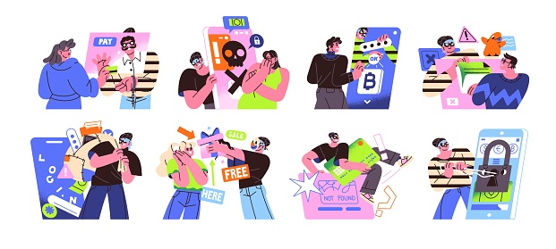 Ilustración de Estafa En Internet Conjunto De Conceptos De Fraude En ... Ilustración de Estafa En Internet Conjunto De Conceptos De Fraude En ...