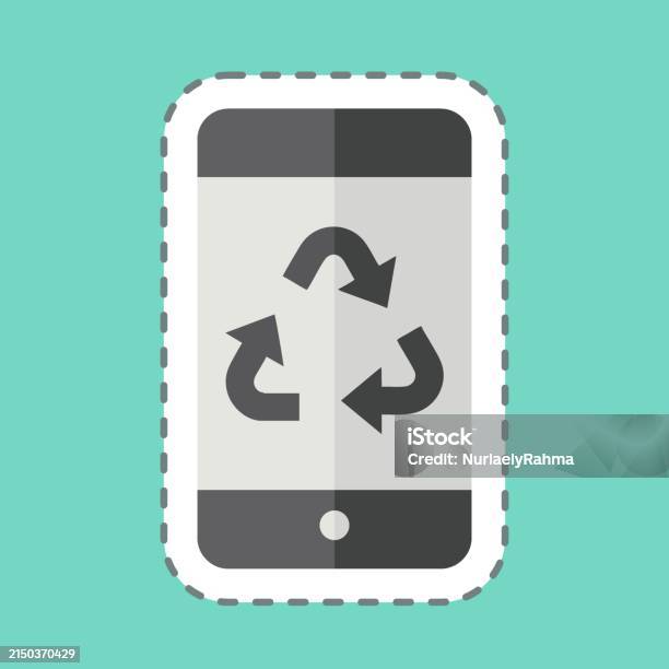 Garis Stiker Memotong Daur Ulang Elektronik Terkait Dengan Simbol Daur