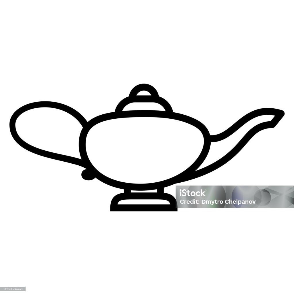 Magic Lamp Vector Icon Genie Ancient Fantasy Lamp Illustration Old