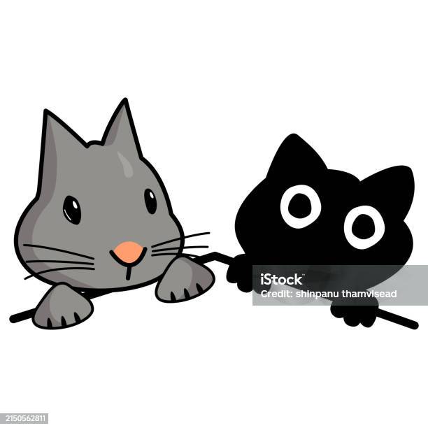 Ilustración De Lindo Conejito Y Gato Negro En La Esquina Dibujos