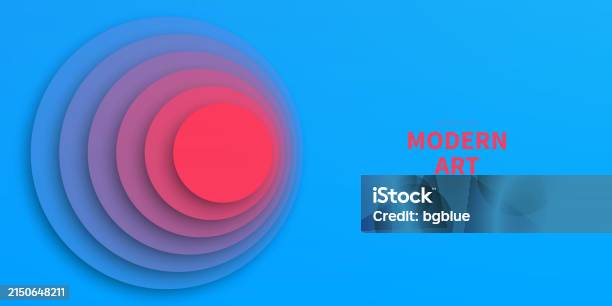 Abstract Design With Circles And Blue Gradients Trendy Background Stock