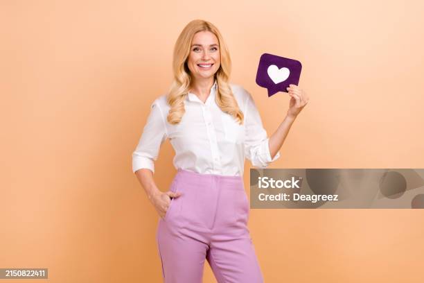 Photo Of Confident Pretty Woman Wear White Shirt Showing Heart Like