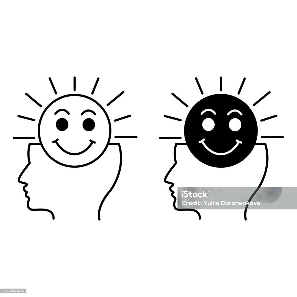 Ilustración De Iconos De Pensamiento Positivo Iconos Vectoriales En