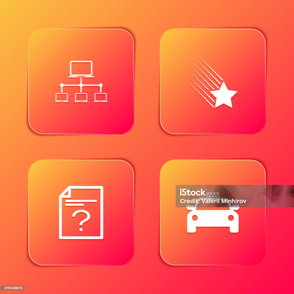 Set Computer Network Falling Star Unknown Document And Taxi Car Icon ... Set Computer Network Falling Star Unknown Document And Taxi Car Icon ...
