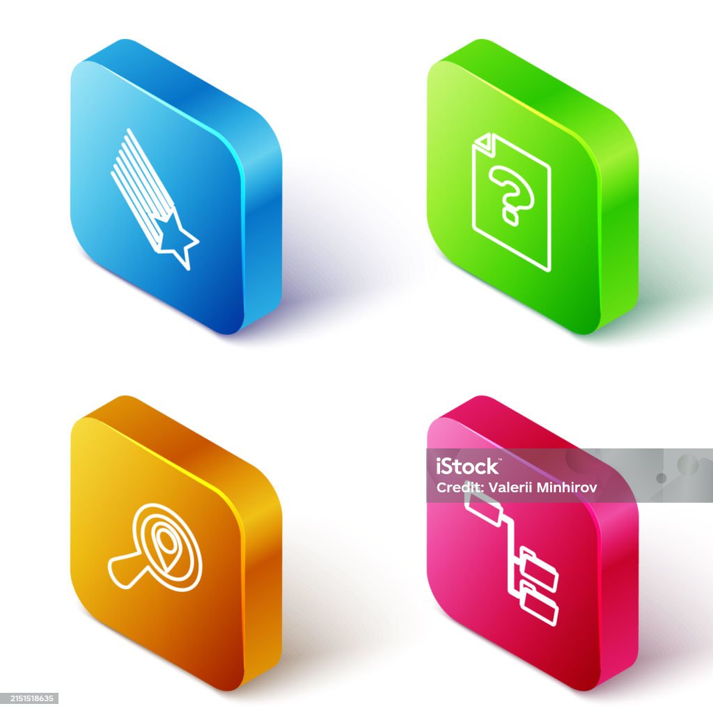 Set Isometric Line Falling Star Unknown Document Search Location And ... Set Isometric Line Falling Star Unknown Document Search Location And ...