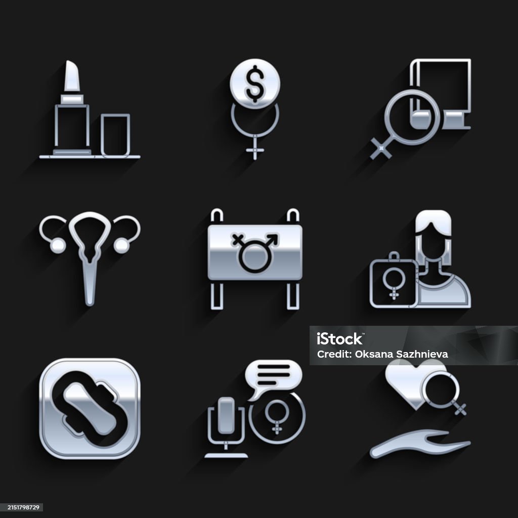 Set Feminist Activist Microphone Heart With Female Gender Sanitary