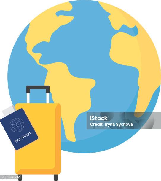 Ilustración de Maleta Amarilla Y Dos Pasaportes Con Boletos Sobre Un ... Ilustración de Maleta Amarilla Y Dos Pasaportes Con Boletos Sobre Un ...