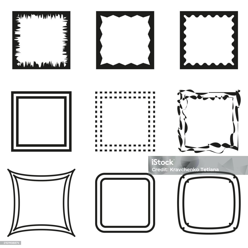 Assorted Vector Frames Collection Simple Square Border Set Geometric
