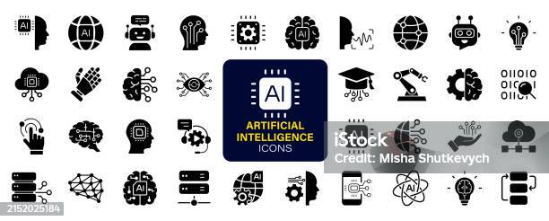 Artificial Intelligence Set Of Web Icons Ai Technology Icons For Web And Mobile App Machine