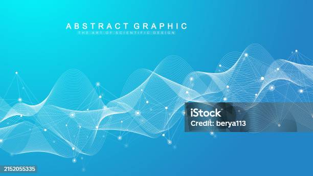 Digits Abstract Background With Connected Line And Dots Web Cover Digital Neural Networks